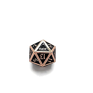 Metal D20 F*** Dice Critical Fail F 20 Sided Die Set DND Black Copper Brass Steampunk Gunmetal Color Number for Role Playing Game Dungeons and Dragons D&D Pathfinder Shadowrun and Math Teaching