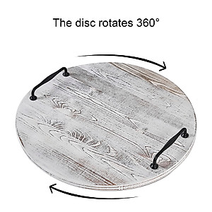 Wooden Lazy Susan for Table Turntable Organizer 18 Inch Large Lazy Susan Whitewashed Wood Serving Tray for Pantry Cabinet Countertop Round Spins Balanced Pine Spice Rack for Kitchen Essentials Storage