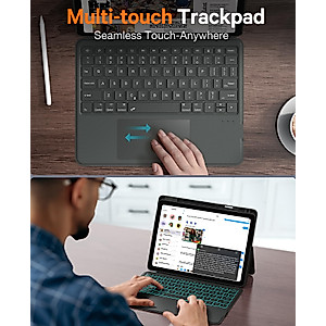 CHESONA Rugged Keyboard Case for iPad 10th Generation, Magnetic Detachable, Smart Trackpad, 15°-180° Adjustable Stand, Portrait/Landscape Dual Mode, Backlit Keyboard for iPad 10th 10.9” 2022, Gray