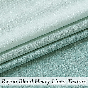 Central Park Ombre Semi Sheer Window Curtain Panel Linen Gradient Print on Rayon Blend Fabric Drapery Treatments for Living Room/Bedroom, Cream White to Aqua Blue, 40" x 84", Set of 2