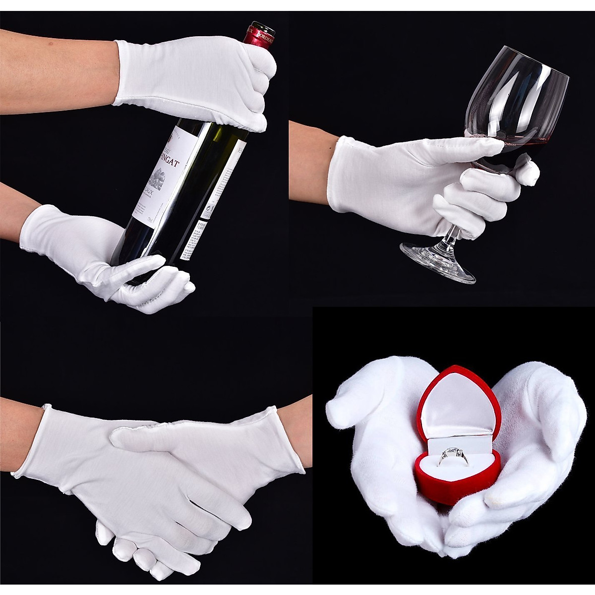 CTKcom White Soft Cotton Gloves,Large Size for Work/Lining Glove,Coin Jewelry Silver Inspection Gloves(6 Pairs) …