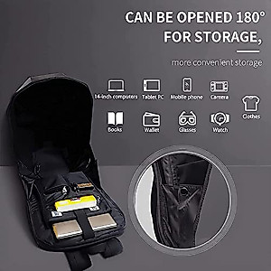 NICSY LED Rider Backpack, Laptop Bag Motorcycle Riding Backpack, Hard Shell Travel Bag, Waterproof Backpack. (Color : Black, Size : 36 * 18 * 48cm)