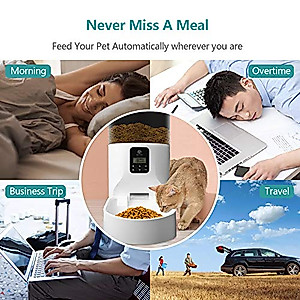 Automatic Cat Feeder, 7L Food Dispenser for Cats and Dogs, Portion Control, Voice Recorder, Programmable Timer for up to 4 Meals per Day