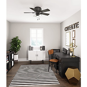 Hunter Fan Company Crestfield 42-inch Indoor Matte Silver Casual Ceiling Fan With Bright LED Light Kit, Pull Chains, and Reversible WhisperWind Motor Included