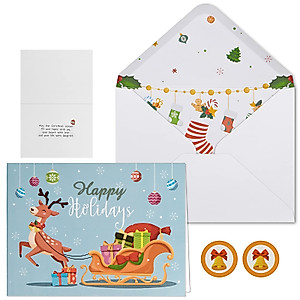HERZOME Christmas Cards, Holiday Greeting Cards with Envelopes and Stickers 6.3in x 4.72in - Set of 30 - Animal Collection for Winter Xmas Season