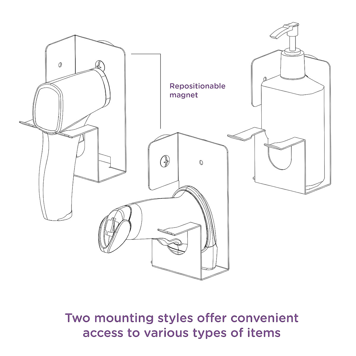 Carstens Barcode Scanner Mount, Magnetic Grip Barcode Scanner Holster, Steel, White
