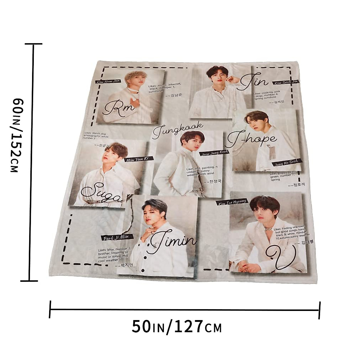 Kujou Sara 21 Cartoon Blanket Bt Throw Air Conditioning J-Hope Jimin Blankets Sofa Army Blankets Flannel Blankets Quilt Blankets for Living Room Bedroom 50"X60"