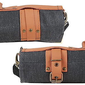 Chef knife roll bag large | stores 10 knives, 3 kitchen utensils Plus leather zipper pouch size open: 28" x 20" | waxed canvas knife carrier | easily carried shoulder strap professional chefs