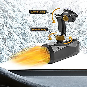 Kqiang 2 In1 Portable Car Heater Defroster,Plug in Defogger & Defroster 12V 150W 360 Degree Rotatable Car Electric Heating Cooling Fan with Suction Cup for Car Windshield for All Cars