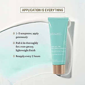 Biossance Squalane + Zinc Sheer Mineral Sunscreen. Broad-Spectrum SPF 30 PA+++ Zinc Oxide Sunscreen That Protects and Hydrates Sensitive Skin. Lightweight, Non-Greasy and Reef-Safe (1.7 ounces)
