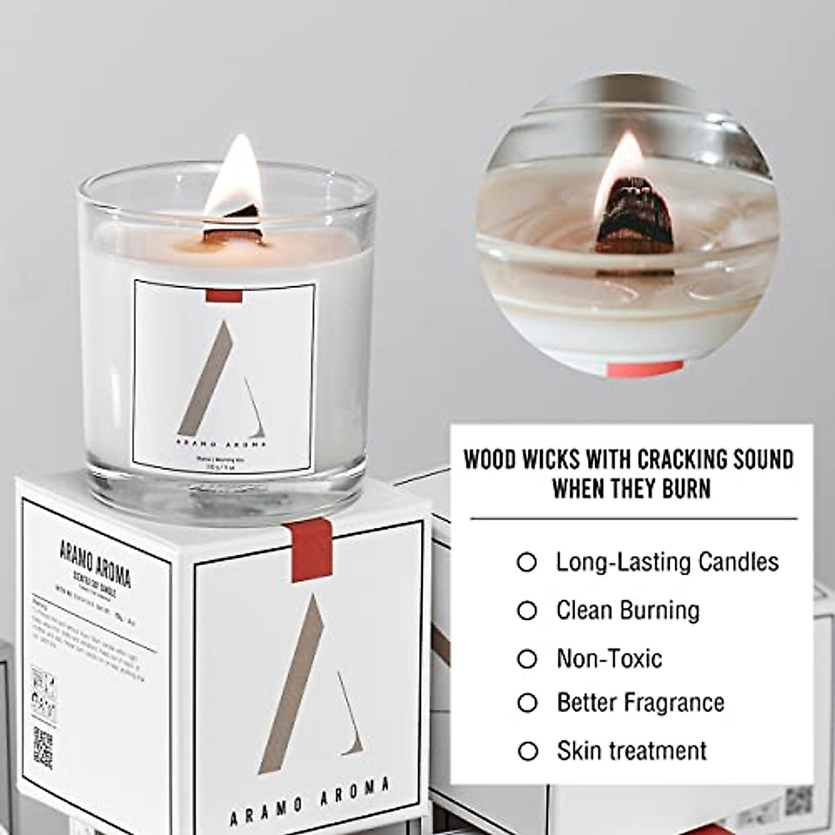 ARAMO AROMA Candle for Home Scented- (Morning Kiss) Crackling Wood Wick Candle, Natural Aroma Candle, Soy Wax, Scented Candles (4 Oz./ 110 g.)