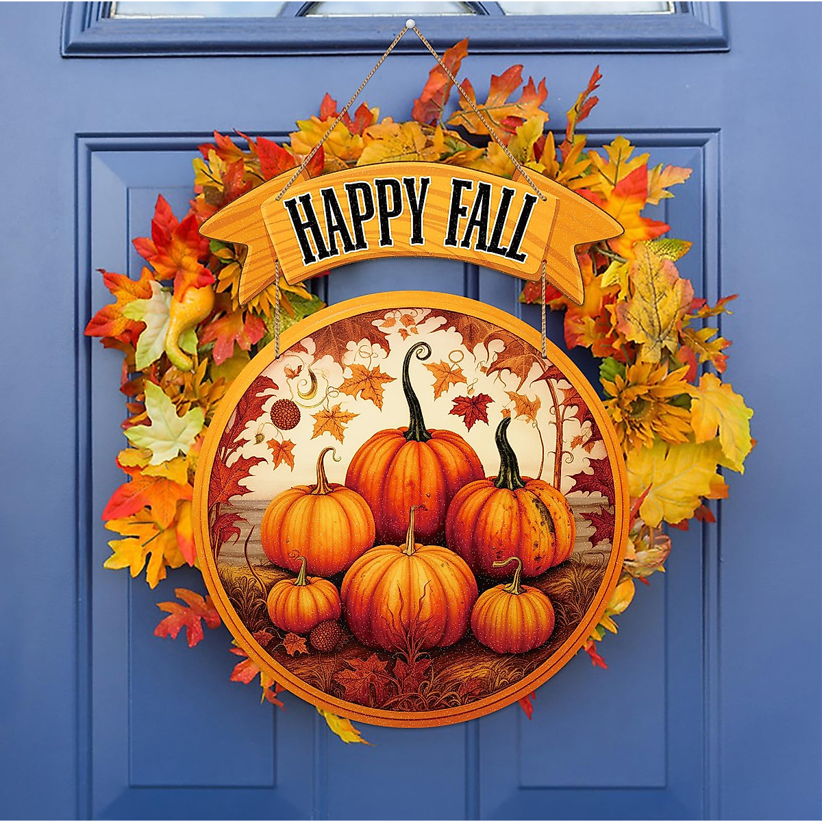 D24TIME Fall Welcome Sign Thanksgiving Door Sign Autumn Pumpkin Harvest Hanger Front Door Sign Thanksgiving Hanging Sign for Wreaths Farmhouse Home Yard Thanksgiving Decorations Indoor Outdoor Decor