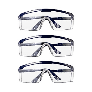 LANON 3 Pack Anti-Fog Safety Goggles with Ajustable Temples, 2.5 Times ANSI Z87.1 Double-sided Antifog, Side Protection, High Transmission, Lightweight