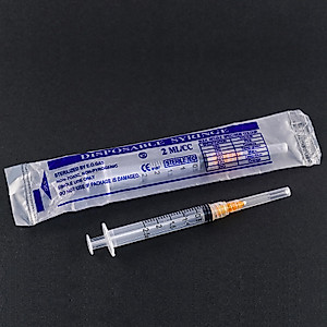 2ml Luer Lock Syringe With 25 Gauge 1 Inch Needle,Disposable Individual Package,Pack of 20