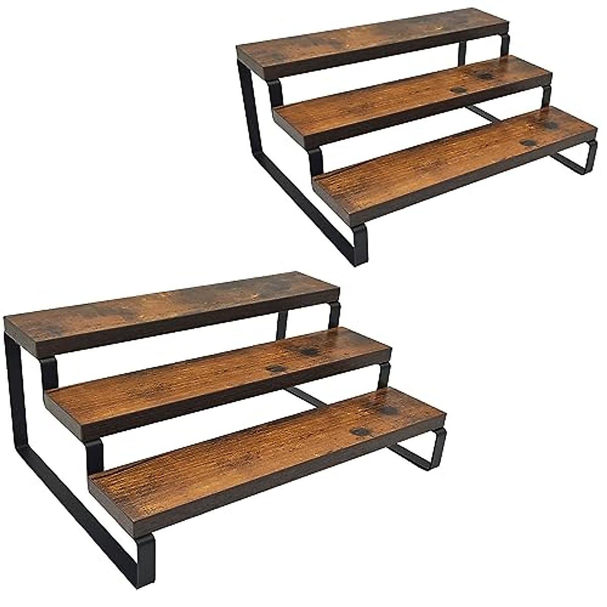 2 Pack 3 Tier Expandable Spice Rack Organizer (13.8” to 26”)Display Riser Stand, Kitchen Cabinet Countertop Pantry Coffee Bar Display Shelf for Spice, Liquor, Perfume, Makeup, Figure, Dolls Collection