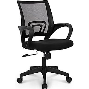Neo Chair Office Computer Desk Chair Gaming-Ergonomic Mid Back Cushion Lumbar Support with Wheels Comfortable Blue Mesh Racing Seat Adjustable Swivel Rolling Home Executive (Black)