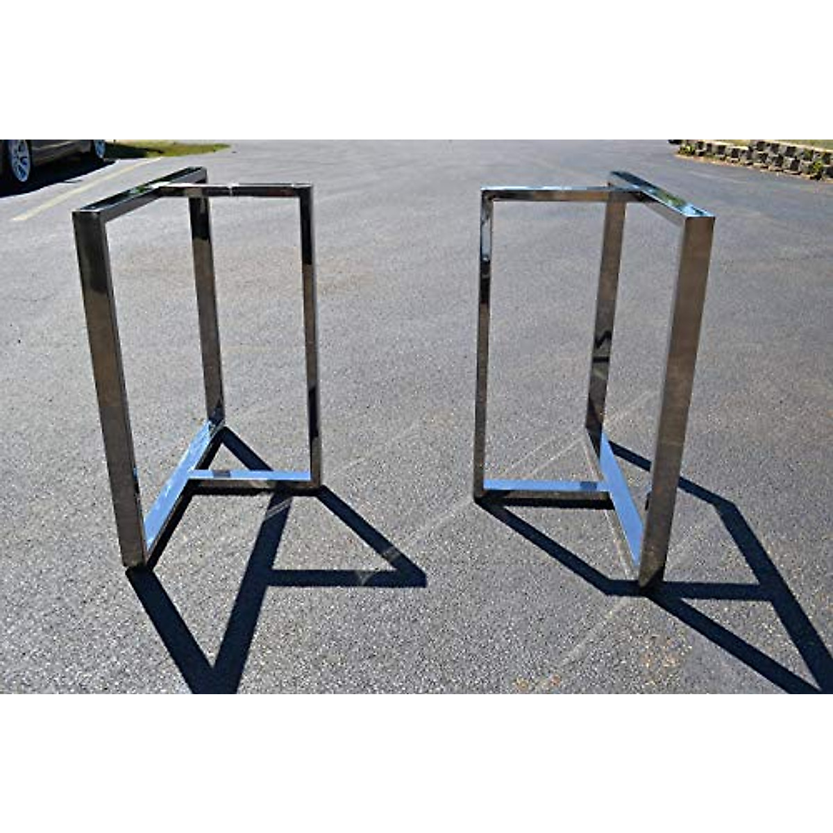 Polished Stainless Chrome Table Legs, T-Shaped Style - Any Size