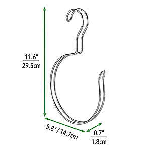mDesign Closet Hanger Organizer Large Accessory Metal Loop Hooks for Ties, Belts, Scarves, Shawls, Pashminas - 4 Pack - Chrome