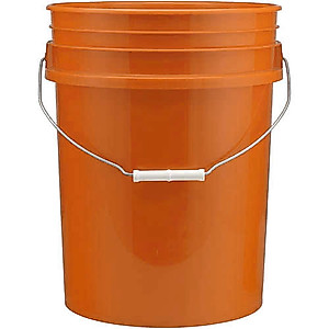 5 Gallon Plastic Buckets, Orange Color | 3 Pack | HDPE Plastic | Super Heavy Duty 90 Ml