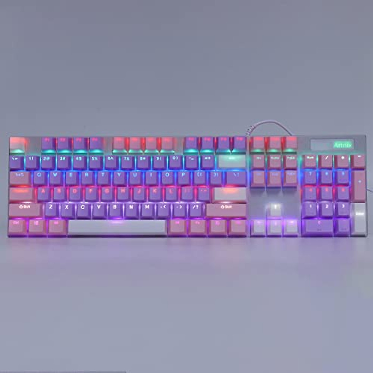 Yunseity Mechanical Gaming Keyboard, 104 Keys LED Backlit USB Wired Keyboard with Blue Switch, Portable Ergonomic Computer Keyboard for for OS Blue Switch