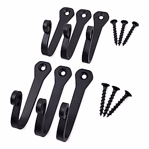 Claimed Corner - Cast Iron Wall Mounted Coat Towel Hat Scarf Bag Hook - 5 Pack (Multi Purpose (Black))