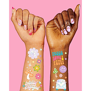 xo, Fetti Groovy Bachelorette Temporary Tattoos - 54 Foil Styles | 70's Bach Party Decoration, Bridesmaid Favor, Last Disco, Pastel Dazed Engaged