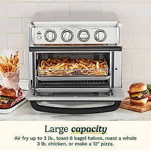 Cuisinart Air Fryer + Convection Toaster Oven, 8-1 Oven with Bake, Grill, Broil & Warm Options, Stainless Steel, TOA-70