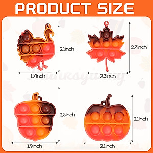Fall Party Favors Thanksgiving Toys - 32 Pcs Mini Pop Fidget Keychain for Kids Pumpkin Turkey Sensory Toys Fall Festival Pinata Goodie Bag Stuffers Treats Classroom Prizes Gifts for Boys Girls Toddler