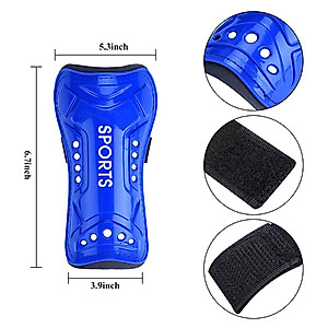 Haploon Shin Guards Soccer Football Shin Pads Protector Calf Protective Gear for 5-12 Old Kids, Teenagers, Boys, Girls, with 2 Pair Long Sleeve Soccer Socks