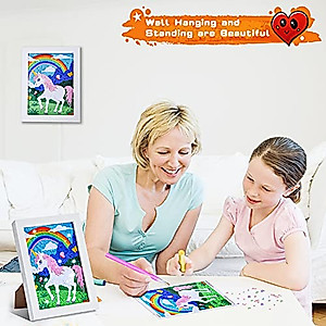 ZALIAFEI Diamond Painting for Kids with Frames, Mosaic Gem Sticker Art Projects Kits, Holiday Crafts Supplies Gifts for Girls Boys Ages 6 7 8 9 10 11 12