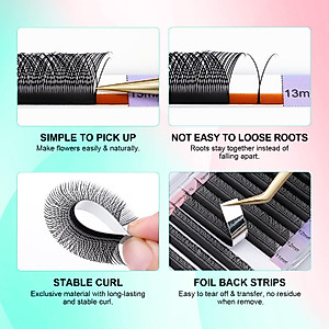 NAGARAKU yy Eyelash Extensions Supplies y lash 0.07mm D curl Mix Tray 8-15mm Premade 4D Easy Fan Russian Volume Cluster Faux Mink Matte 12 rows pre Fanned Wispies Crisscross Eye Lashes