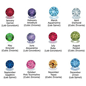 Central Diamond Center Straight Bar w/Side CZs Couples 2 stones Ring with His & Hers Simulated Birthstones - Sterling Silver - Size 12