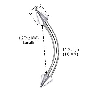 6PCS Stainless Steel Banana Barbell 14 gauge 6mm 8mm 10mm 3mm Ball Spike Tragus Nose Earrings Cartilage Piercing Jewelry 0255