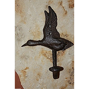 Cast Iron Home Decor Collectibles Duck Hunter Set Mudroom Duck Coat Hat Hooks, Set of 4