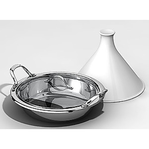 Cooks Standard Multi-Ply Clad Stainless Steel Tagine with 2 Handle and Extra Glass Lid, 4.5-Quart