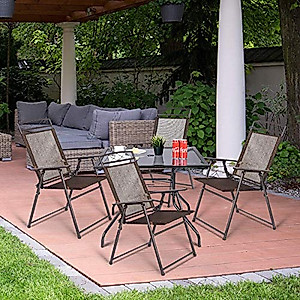SPSUPE Set of 4 Outdoor Patio Folding Chairs, Coffee