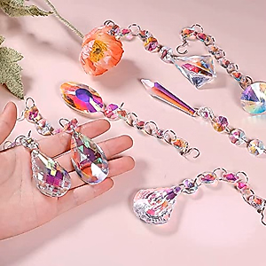 Sun Catchers with Crystals, 8 Pcs Hanging Crystals Suncatchers for Windows, Sun Catchers Indoor Window Prism Suncatcher Chandelier Ornament Home Garden Christmas Decoration