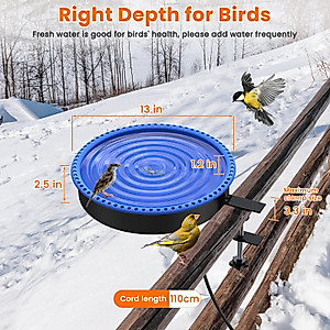 Keten Bird Bath Heater, 100W Thermostatically Controlled Heated Bird Baths Bowl for Winter, Prevents Birdbath Water from Freezing Suitable for Outdoors Garden Yard Patio Lawn