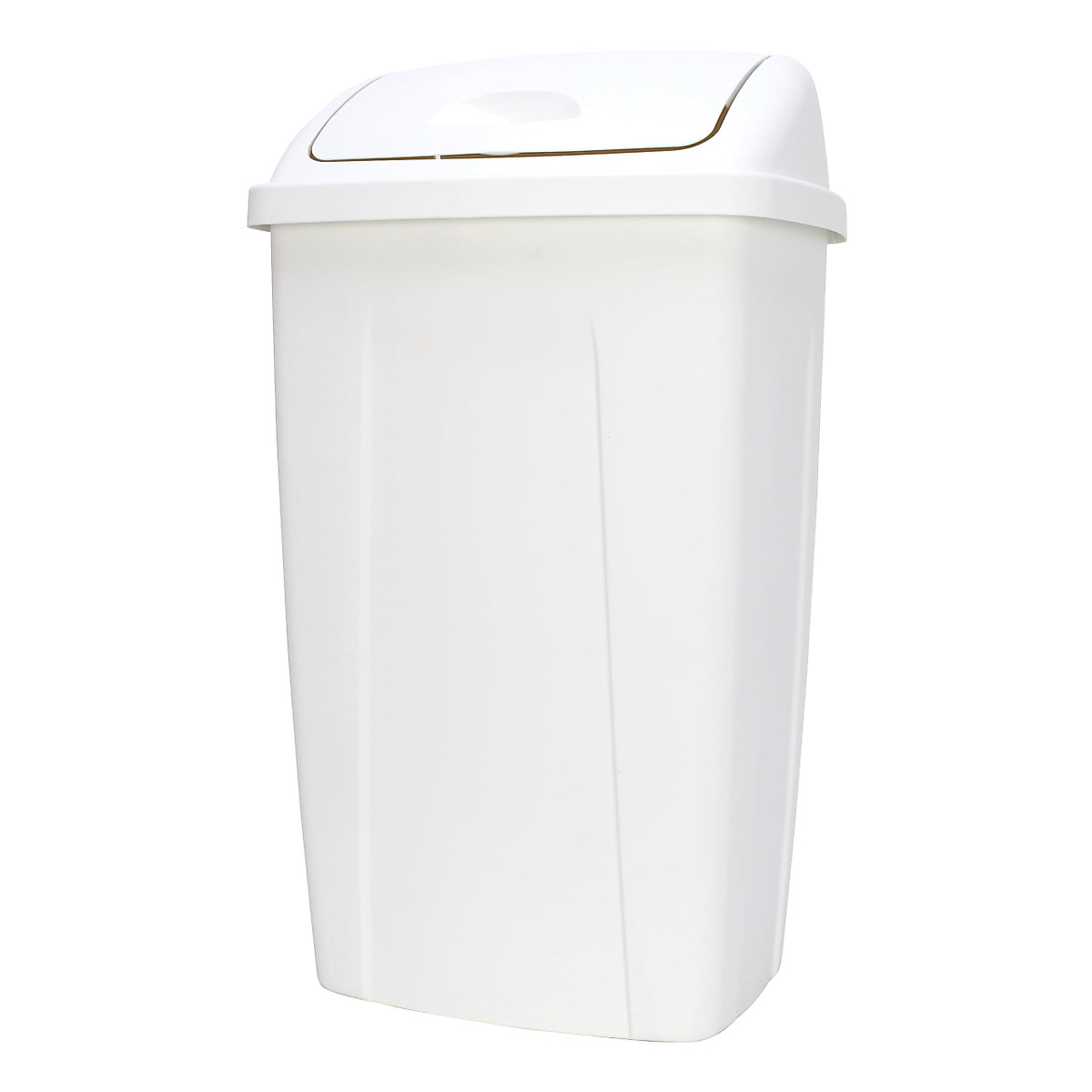 13 Gallon Trash Can, Plastic Swing Top Kitchen Trash Can, White