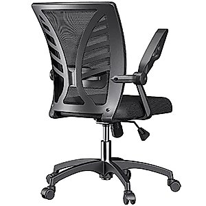 Ergonomic Office Chair, Mid Back Mesh Computer Desk Chair with Lumbar Support, Flip-up Arms, Adjustable Backrest, Swivel Comfortable Task Chair for Teens, Women, Adults,Black