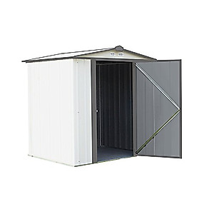 ARROW 6' x 5' EZEE Galvanized Steel Low Gable Shed Cream with Charcoal, Storage Shed with Peak Style Roof