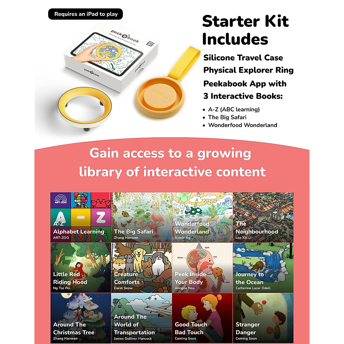 Peekabook Starter Kit, ABC Learning Educational Toy for iPad, Read Along Book Interactive Preschool Educational Game, Learning Toy Toddler STEM Toy Search Find it Travel Activity Yellow