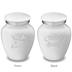 GetUrns Keepsake Embrace Dove Cremation Urn with Custom Engraving (White)
