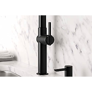 Kohler R22153-SD-BL Rune Single Handle Kitchen Faucet with Pull Down Sprayer and Soap Dispenser, Matte Black