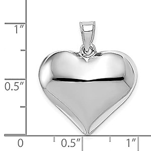 IceCarats 14K White Gold Heart Necklace Love Pendant Charm 26mm x 21mm Only