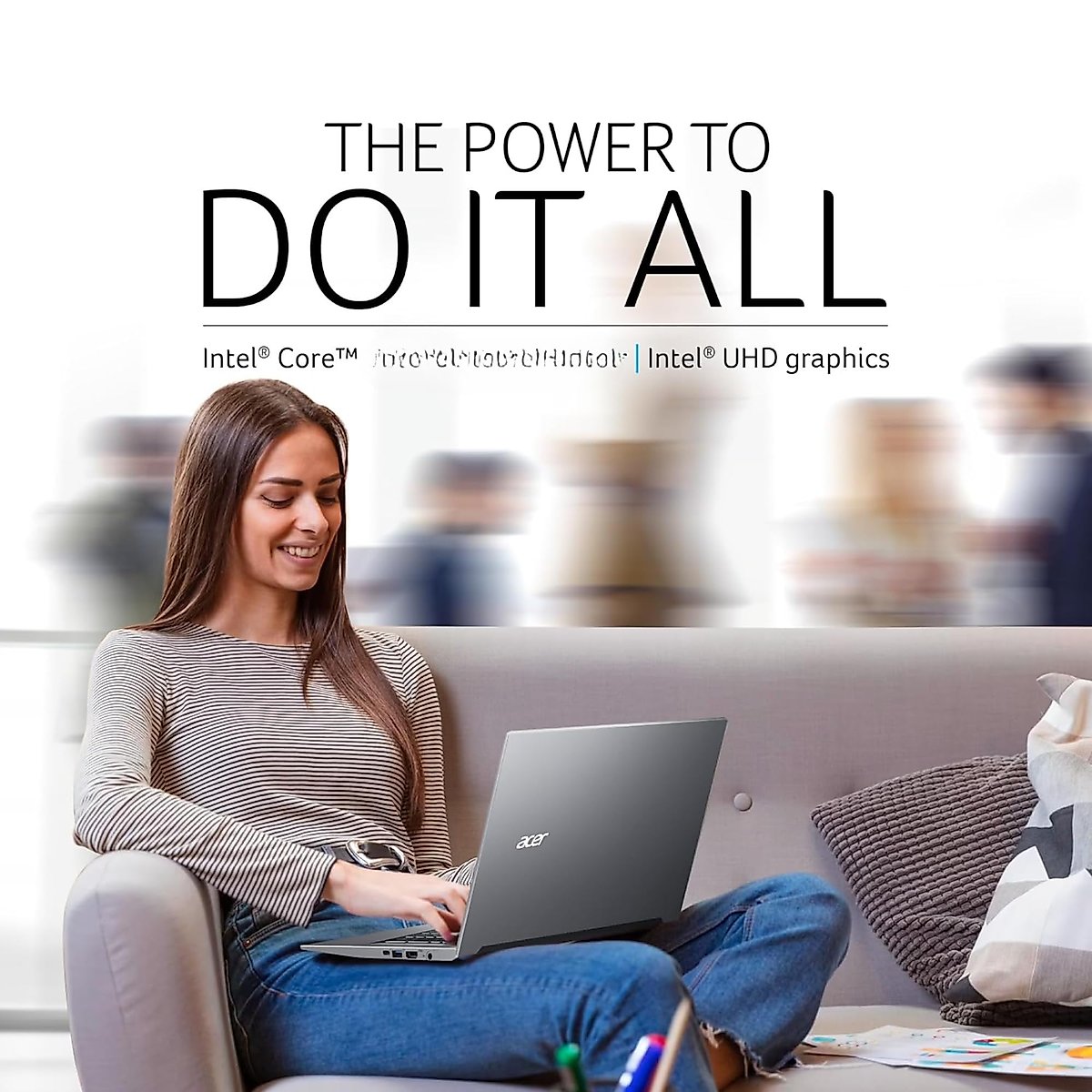 acer Aspire Slim Laptop, 15.6" Full HD Display, Intel Celeron N4500 Processor, 8GB DDR4 Memory, 384GB Storage, WiFi 5, Microsoft 365 1-Year Subscription, Windows 11 Home in S Mode，Silver, JVQ MP