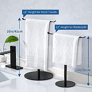 Towel Rack T-Shape Hand Towel Holder for Bathroom,Headband Holder and Lightweight Bathroom Towel Racks,Kitchen Towel Rack Black Hand Towel Holder,Stainless Steel Waterproof Bathroom Counter Organizer