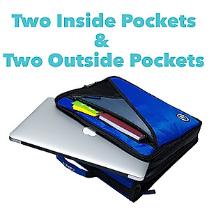 Case-it The Universal Zipper Binder - 2 Inch O-Rings - Padded Pocket that holds up to 13 Inch Laptop/Tablet - Multiple Pockets - 400 Page Capacity - Comes with Shoulder Strap - Red LT-007