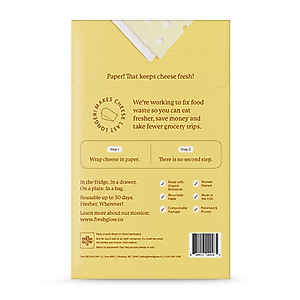 THE FRESHGLOW Co FRESHPAPER Food Saver Sheets for Cheese, 8 Reusable Sheets (1 Pack), Keeps Cheese Fresh for 2-4x Longer- Made in the USA