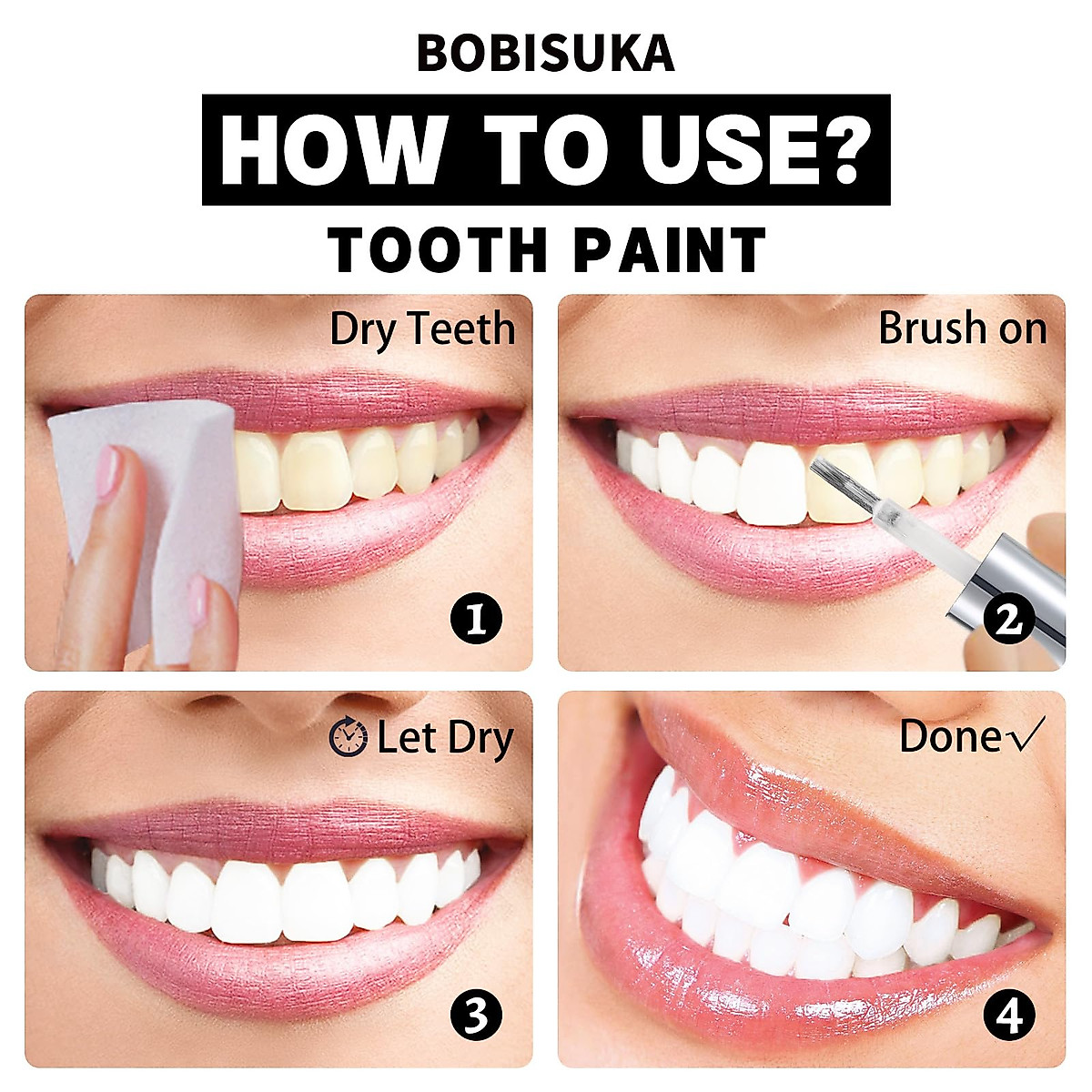 BOBISUKA White Tooth Paint, Instant Bright White Costumed Teeth Paint - No Streak, Safe, Long Last Tooth Makeup FX Paint, Perfect for Cosplay, Halloween Makeup, Theater, and Special Effects (5 ml)